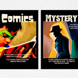 Literary Genres English Classroom Posters Types of Novels School ...