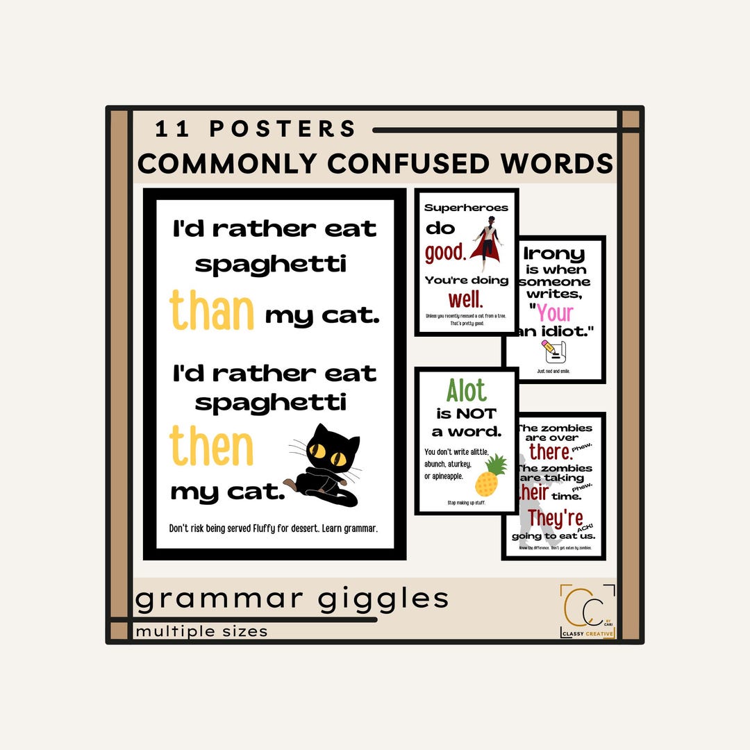 Commonly Confused Words Poster Elementary English Classroom Decor Funny ...