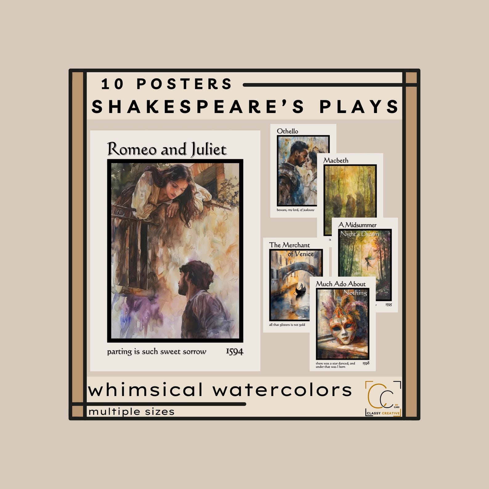 Shakespeare Plays Posters: Shakespeare Gallery Wall Art Famous Works ...