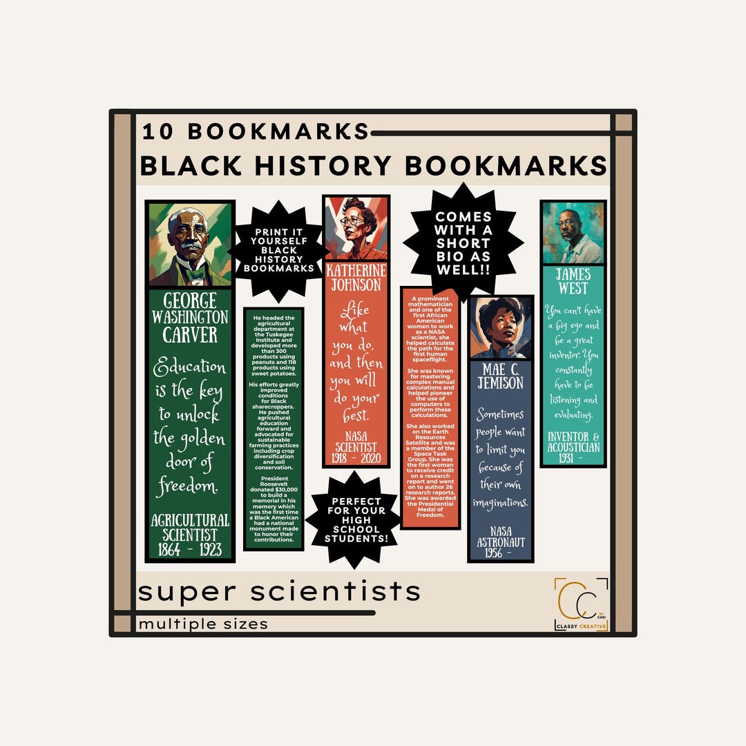 Black History Month Bookmarks: Famous African American Scientists ...