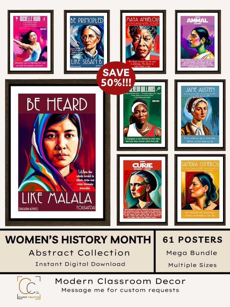 Women's History Month Poster Bundle: Famous Female Leaders Authors ...