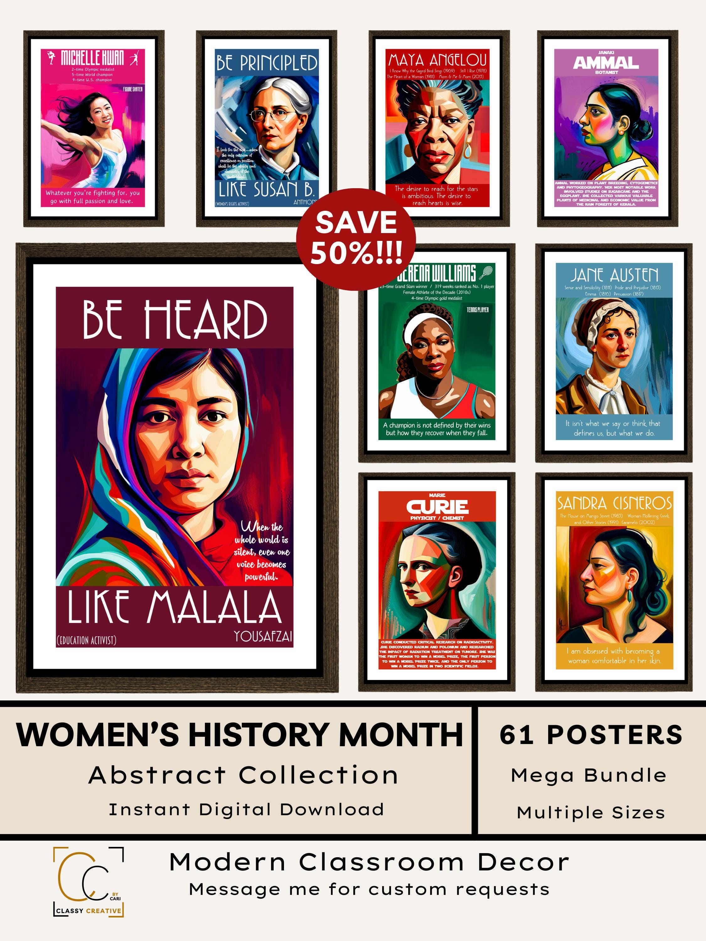Women's History Month Poster Bundle: Famous Female Leaders Authors ...