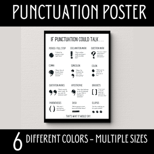 Punctuation Poster English Classroom Decor Middle School - Etsy