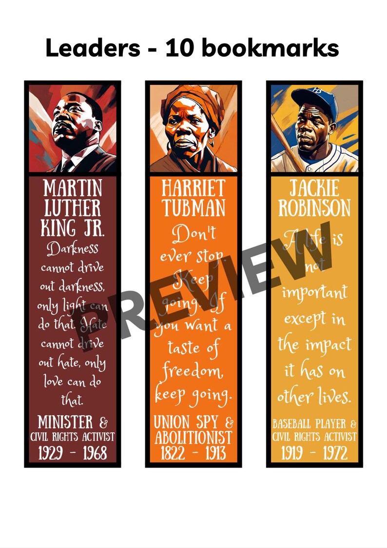 Black History Month Bookmarks Bundle: Famous African American Civil ...