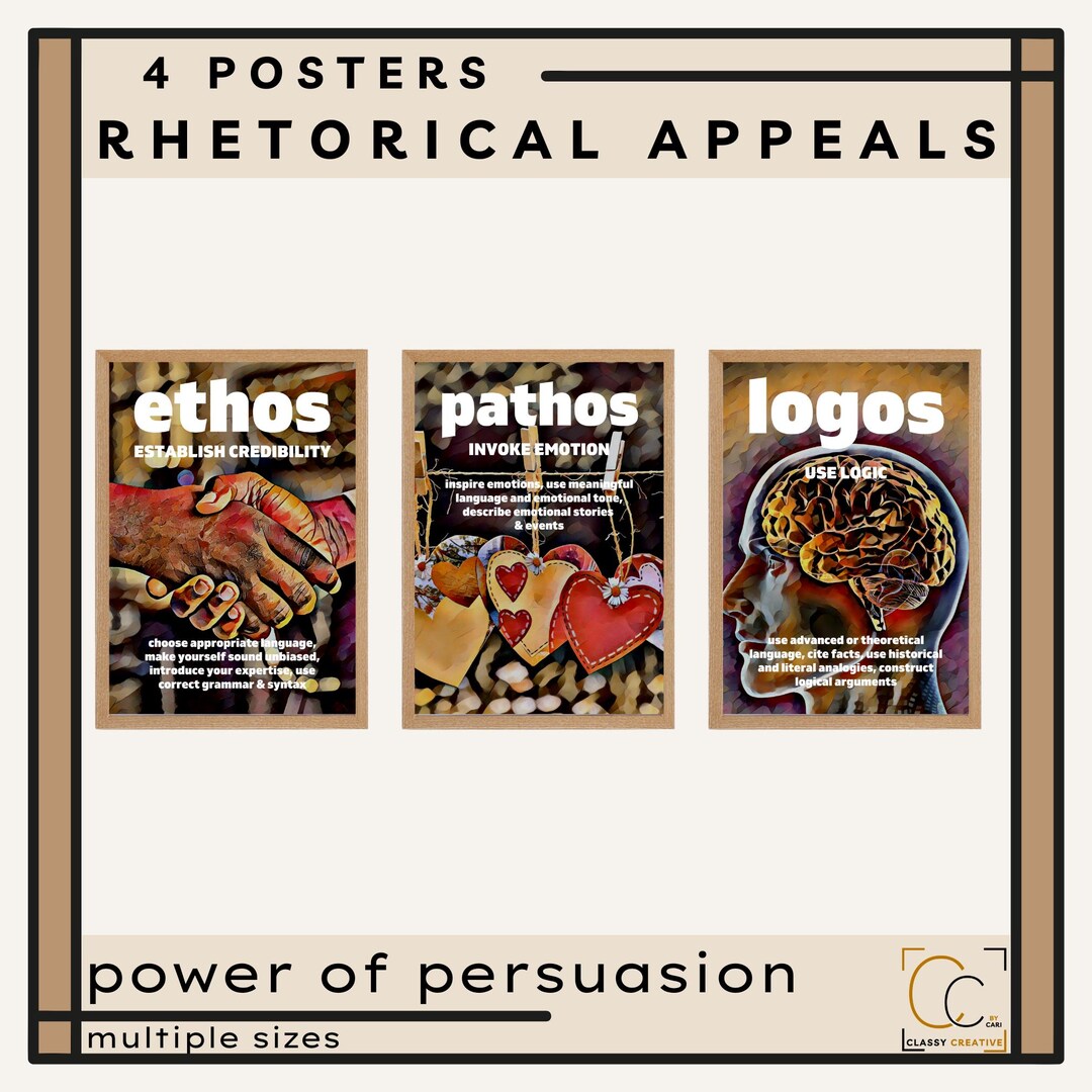 Ethos Pathos Logos Prints: Rhetorical Appeals, English Classroom Decor ...