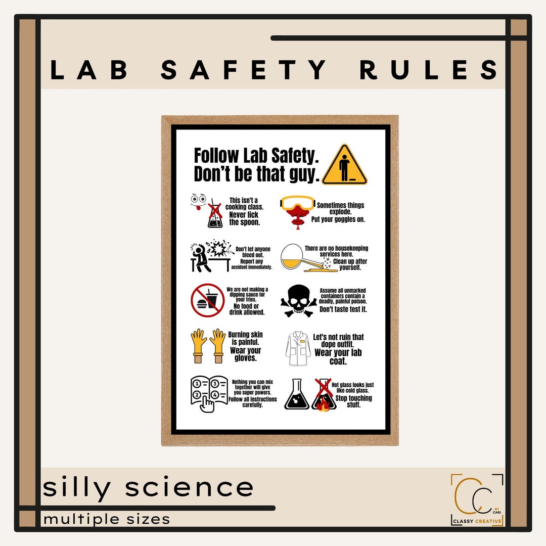 Funny Science Lab Safety Rules Middle School Science Classroom Decor ...