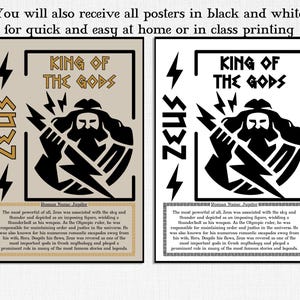 Greek Gods Mythology Posters Famous Olympians History Classroom Decor ...