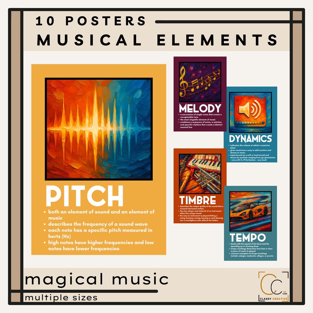 Music Elements Poster Set: Oil Painting Style Classroom Decor (digital ...
