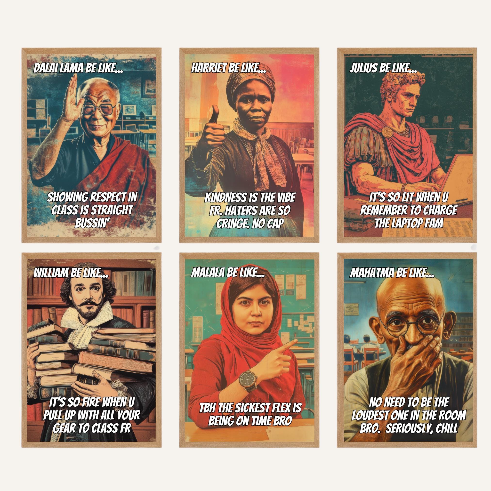 Funny Classroom Rules Posters: Historical Figures Cringey Class Rules ...