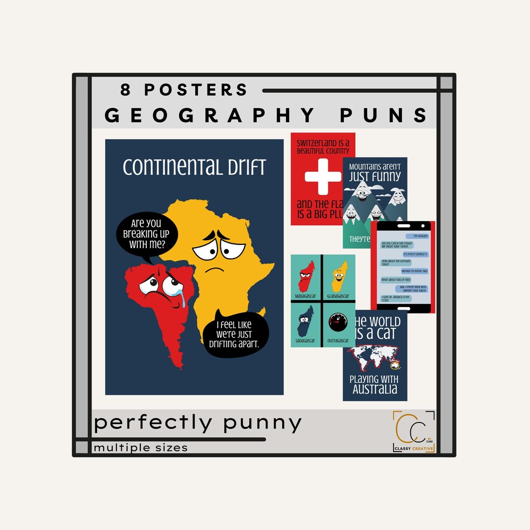 Geography Puns Posters: Funny Social Studies Classroom Decor Geography ...