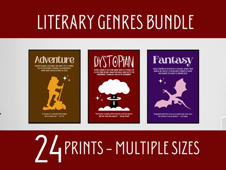 Literary Genres Poster Bundle Literary Prints Novel Genres - Etsy