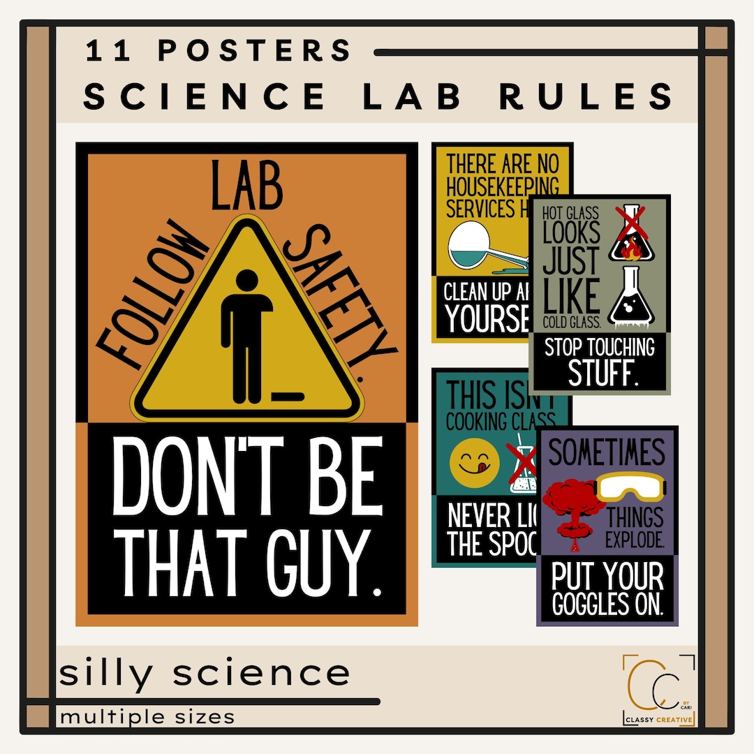 Funny Science Lab Safety Rules Posters: Classroom Decor (digital ...