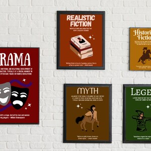 Literary Genres Poster Bundle, Literary Prints, Novel Genres, English ...