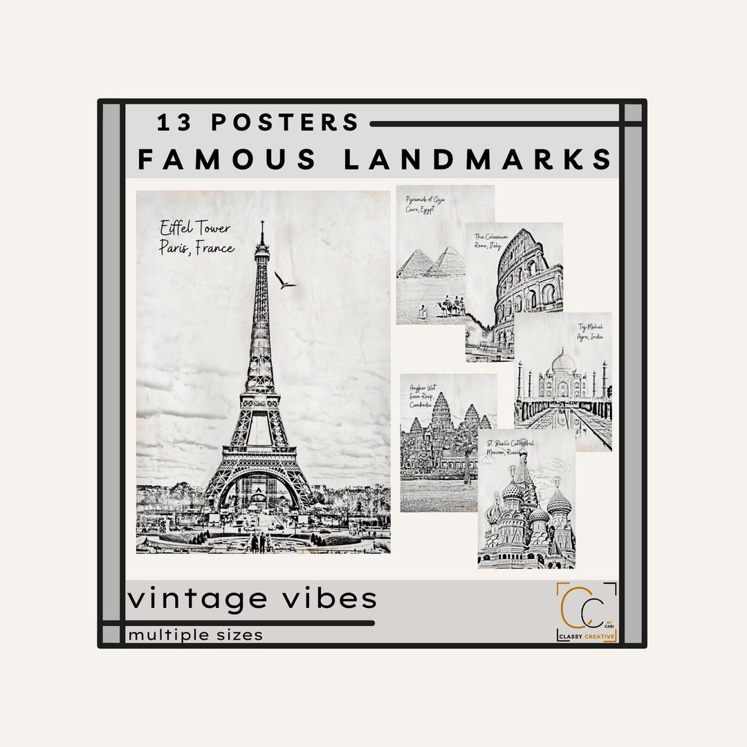 World Landmarks Poster Bundle: Geography Classroom Posters Famous ...