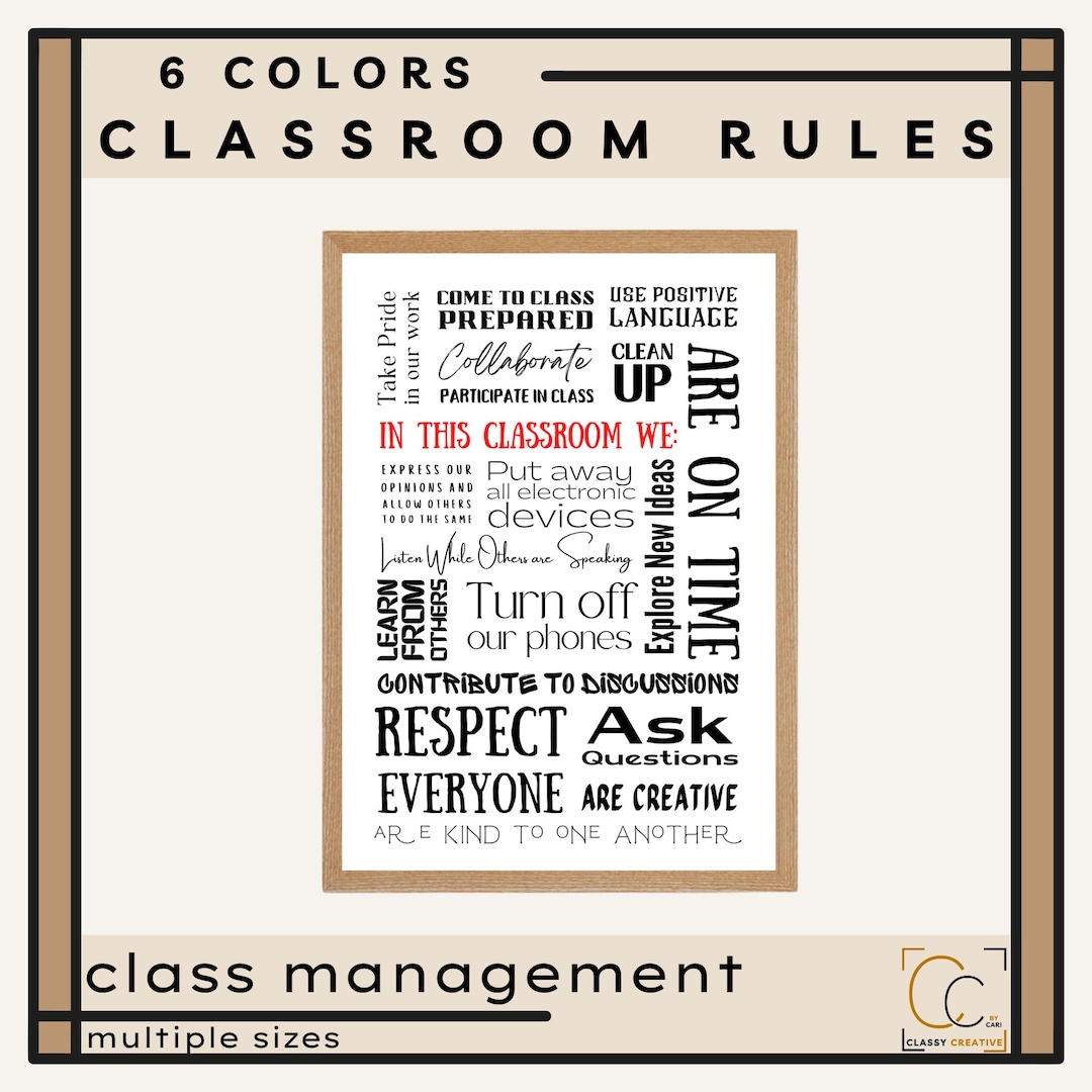 Classroom Rules Poster Classroom Behaviour Middle School Posters ...