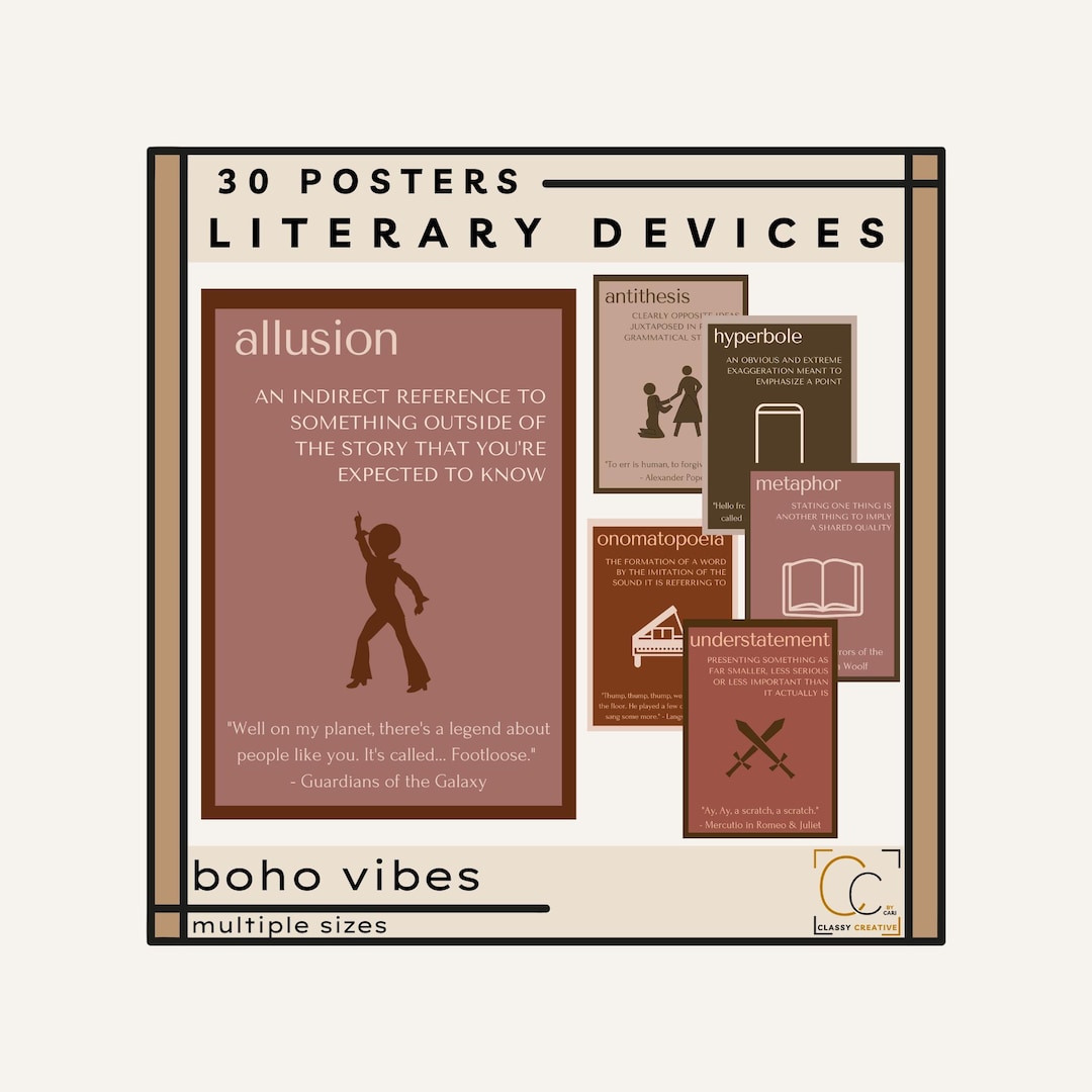 Literary Devices Poster Bundle: Boho English Classroom Decor Figurative ...
