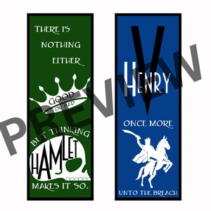 Shakespeare's Plays Bookmarks Famous Shakespeare Works High School ...