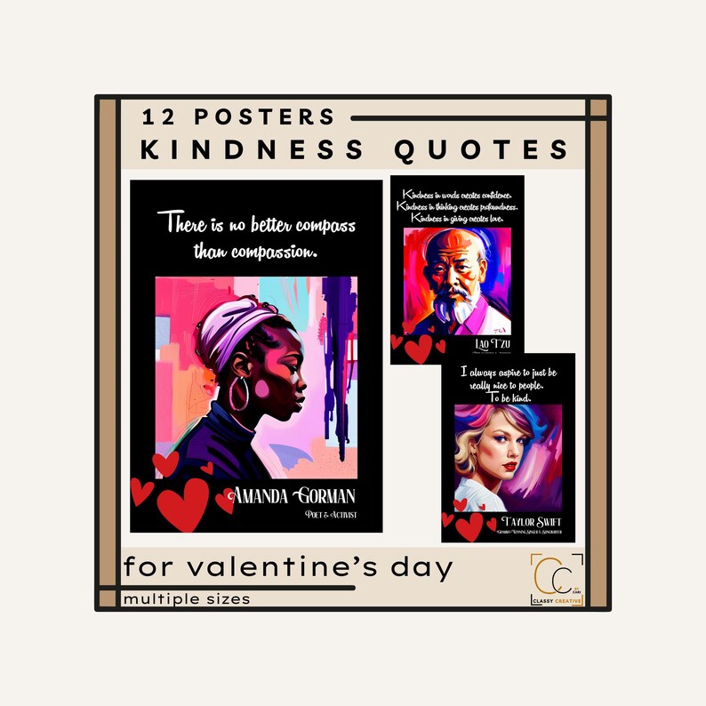 Kindness Quotes Posters: Valentine's Day Classroom Decor Famous People ...