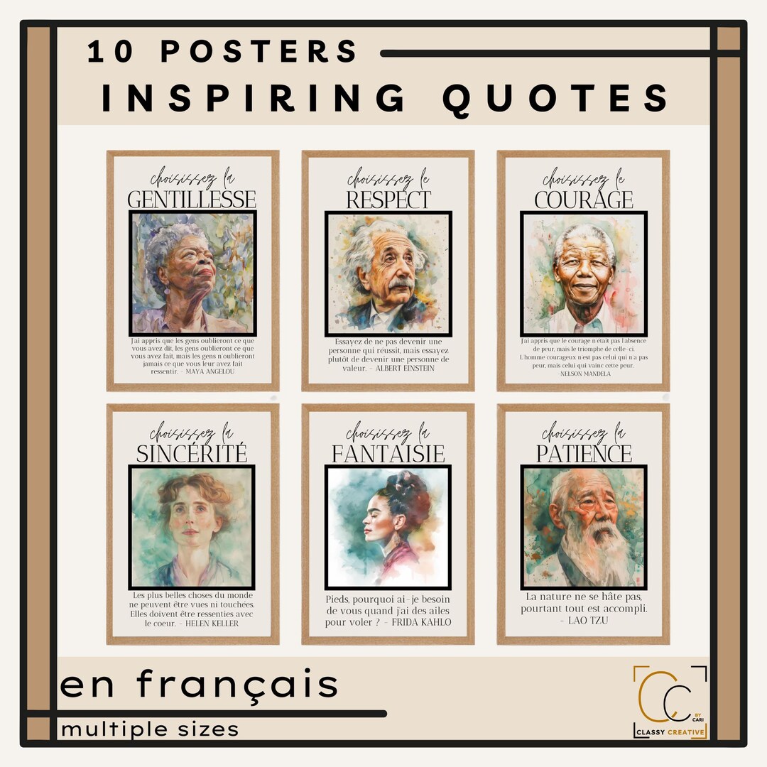 Inspiring People Quotes Posters in French Diverse Classroom Decor ...