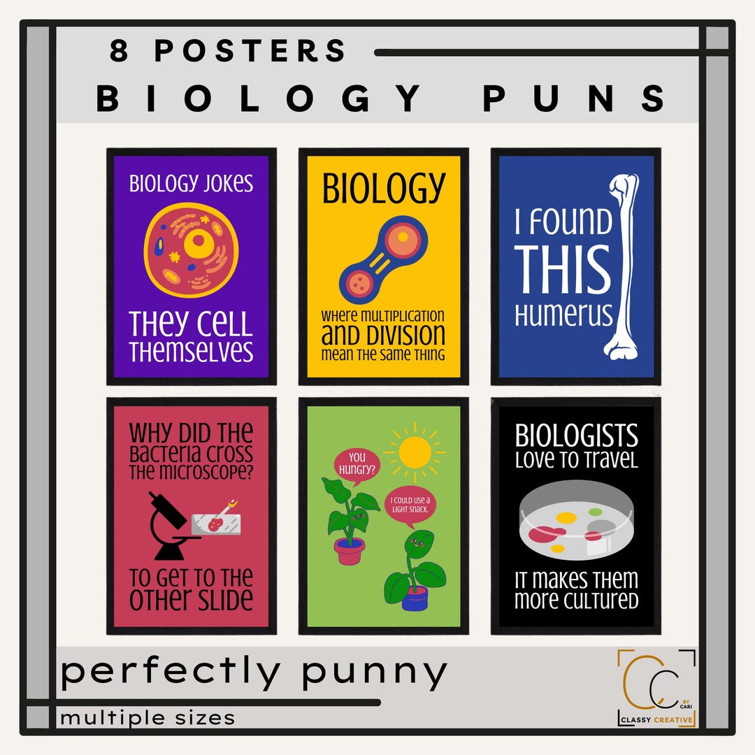 Biology Puns Science Classroom Decor Middle School Science Posters High ...