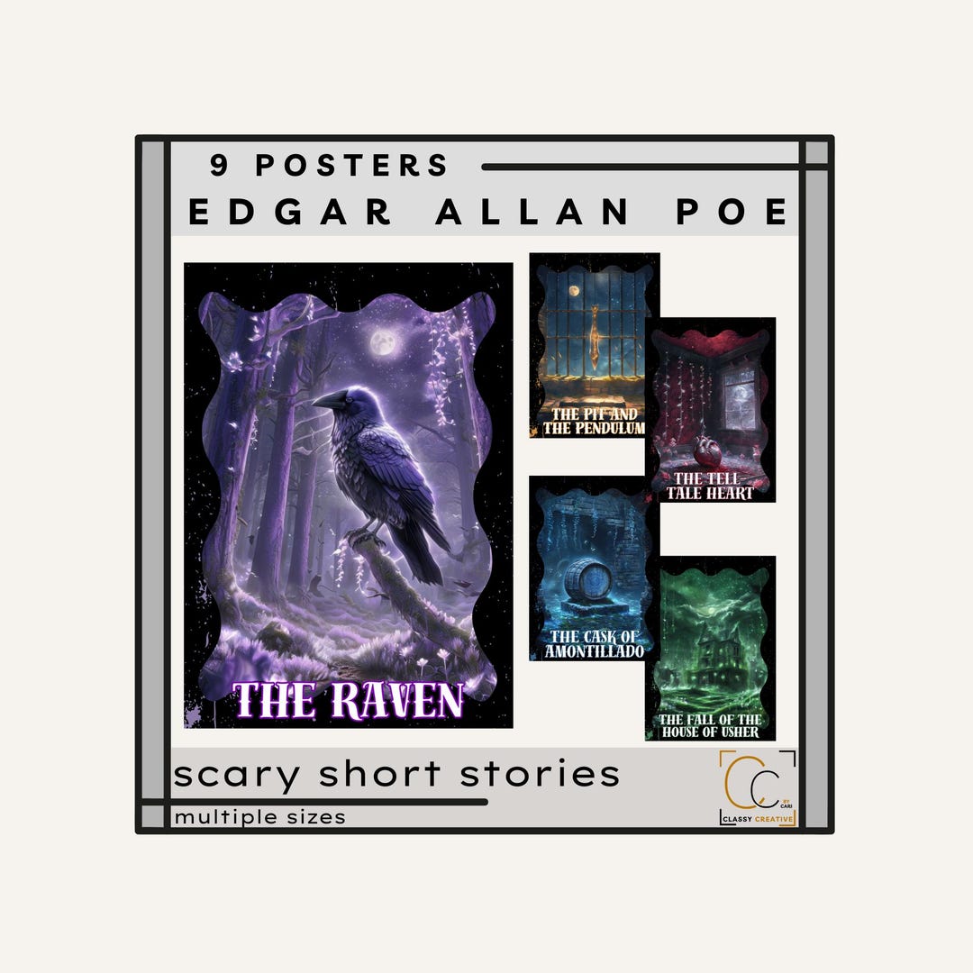 Edgar Allan Poe Posters: Horror Authors Classroom Decor Halloween Scary ...