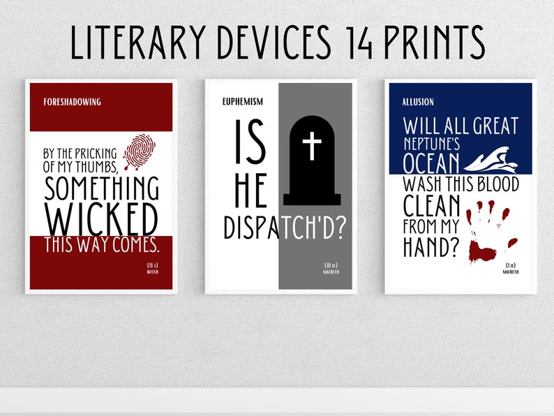 Macbeth Poster Set: Literary Devices, Characters - High School English ...