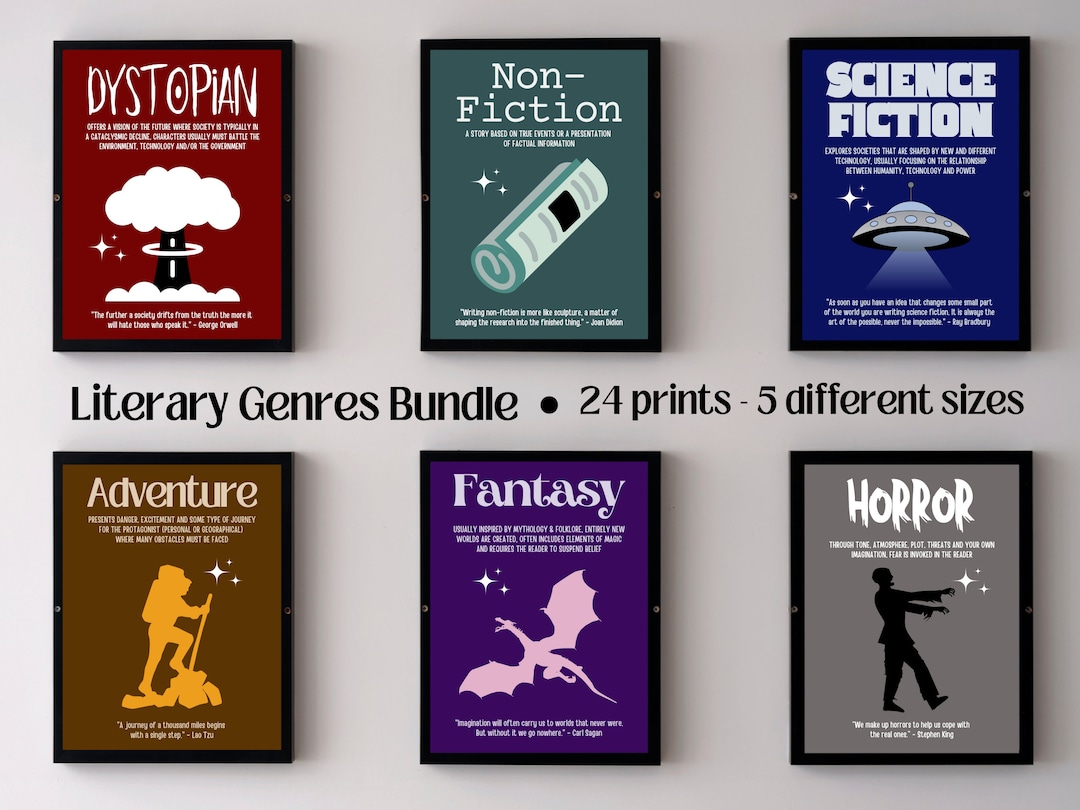 Literary Genres Poster Bundle Literary Prints Novel Genres - Etsy UK