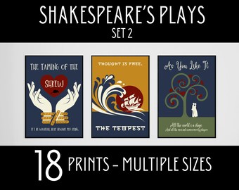 Shakespeare Famous Plays Prints, Shakespeare Gallery Wall, English ...