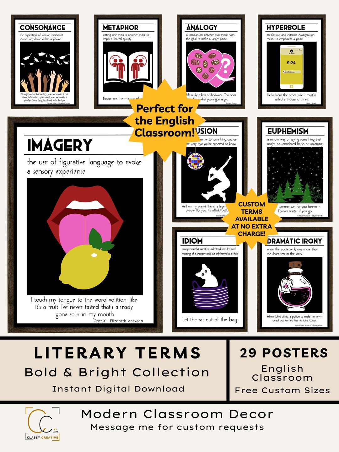 Literary Devices Poster Bundle: High School English Classroom Decor ...
