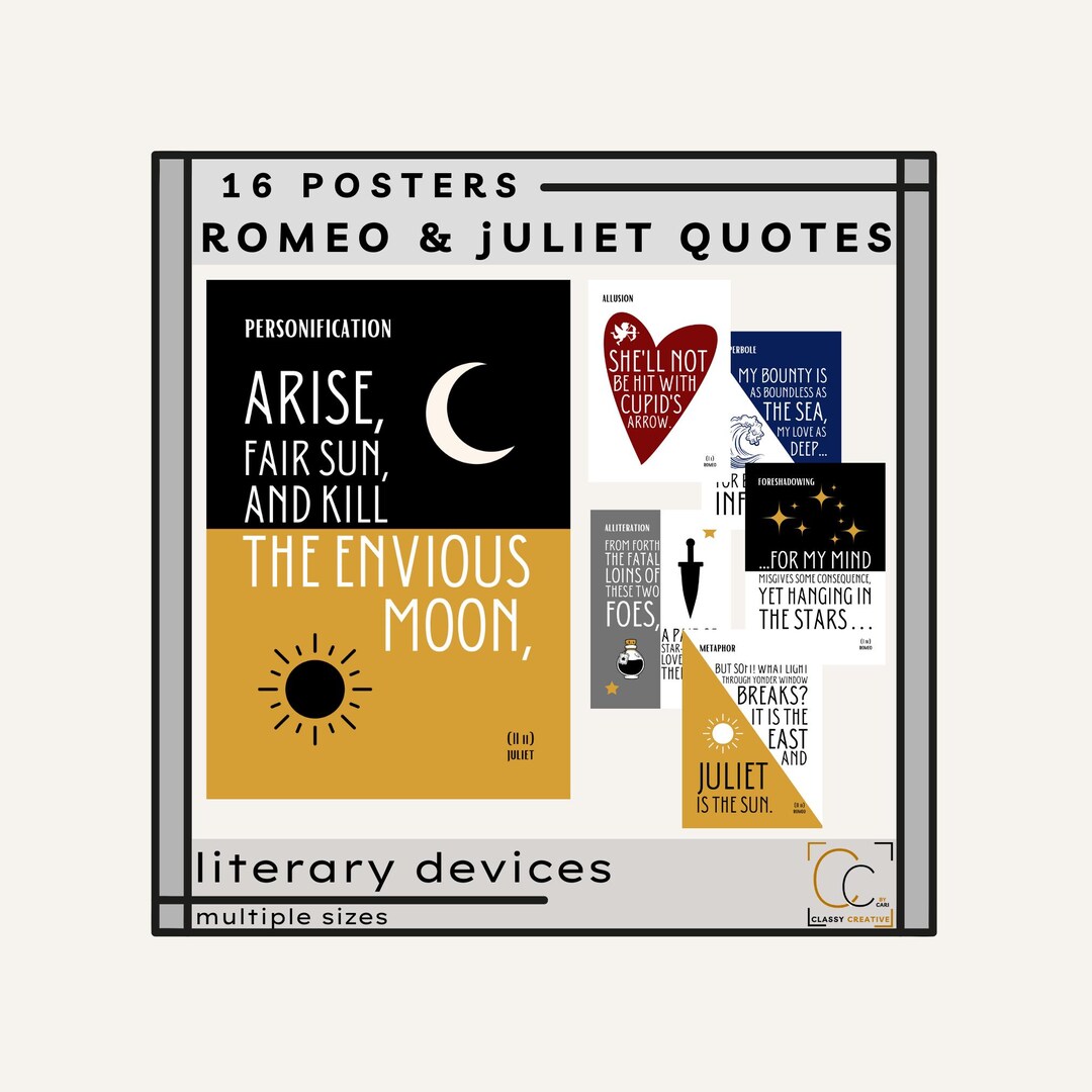 Romeo and Juliet Literary Devices Posters: High School English ...
