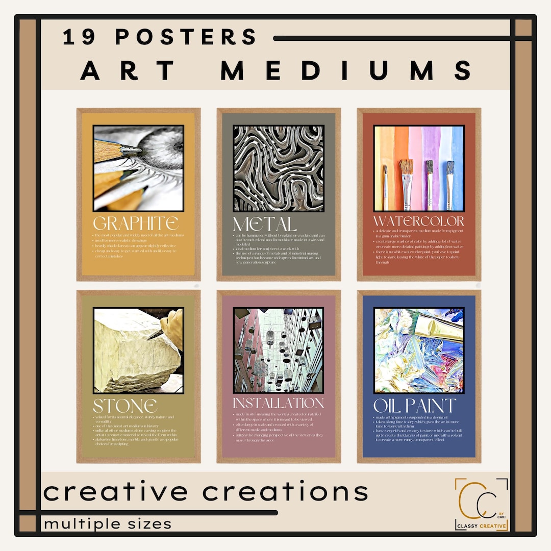 Art Mediums Posters Art Classroom Decor Types of Art Art Media Prints ...