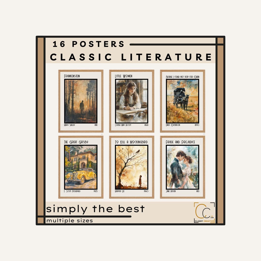 Classic Literature Poster Bundle: High School English Classroom Decor ...