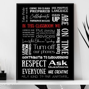 Classroom Rules Poster: Middle School Class Management Expectations ...
