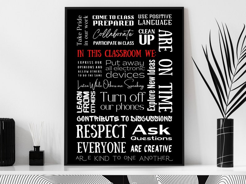 Classroom Rules Poster: Middle School Class Management Expectations ...