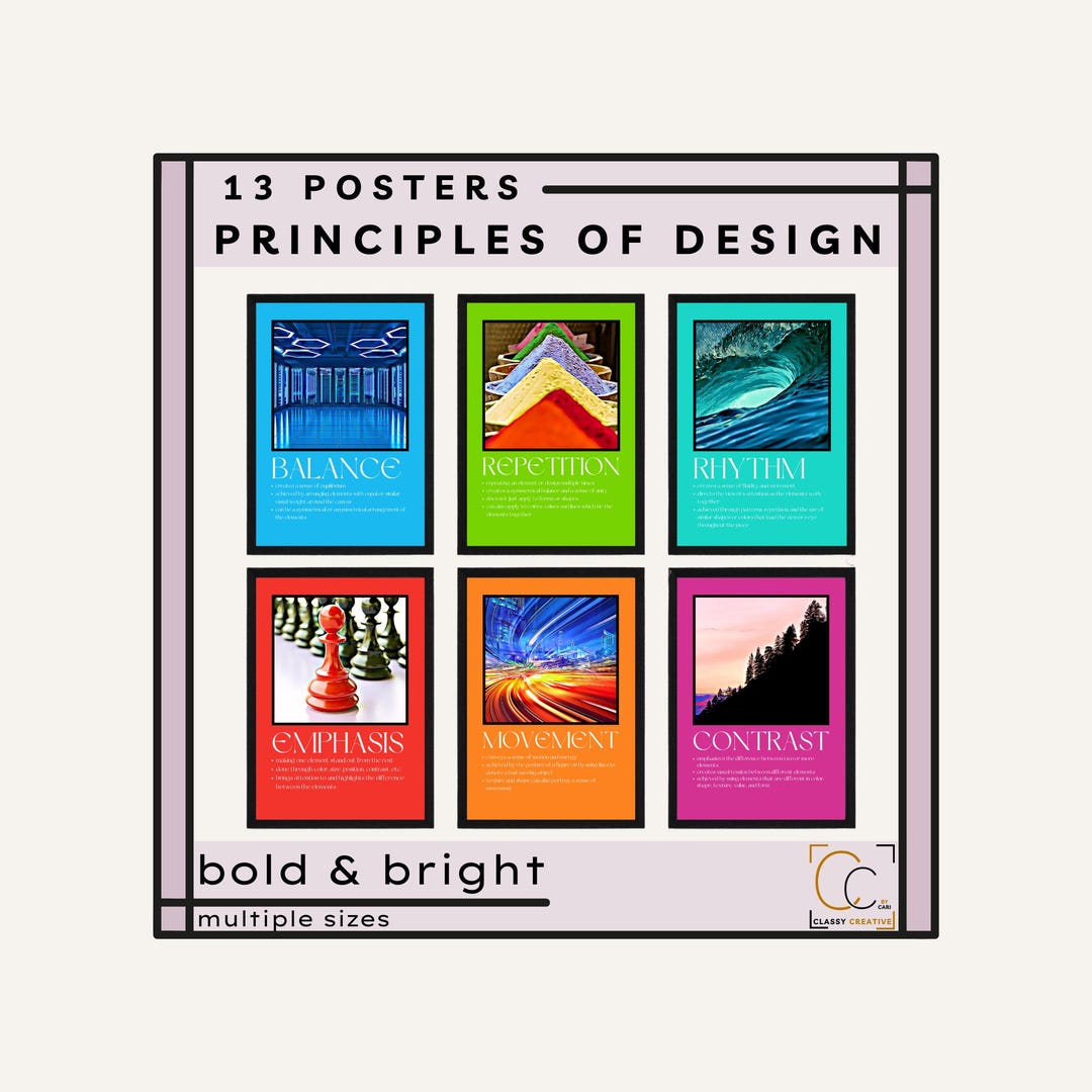 Principles of Design Posters Art Classroom Decor Elements of Art ...