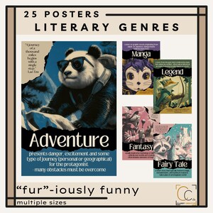 Literary Genres Poster Bundle English Classroom Decor Types of Novels ...