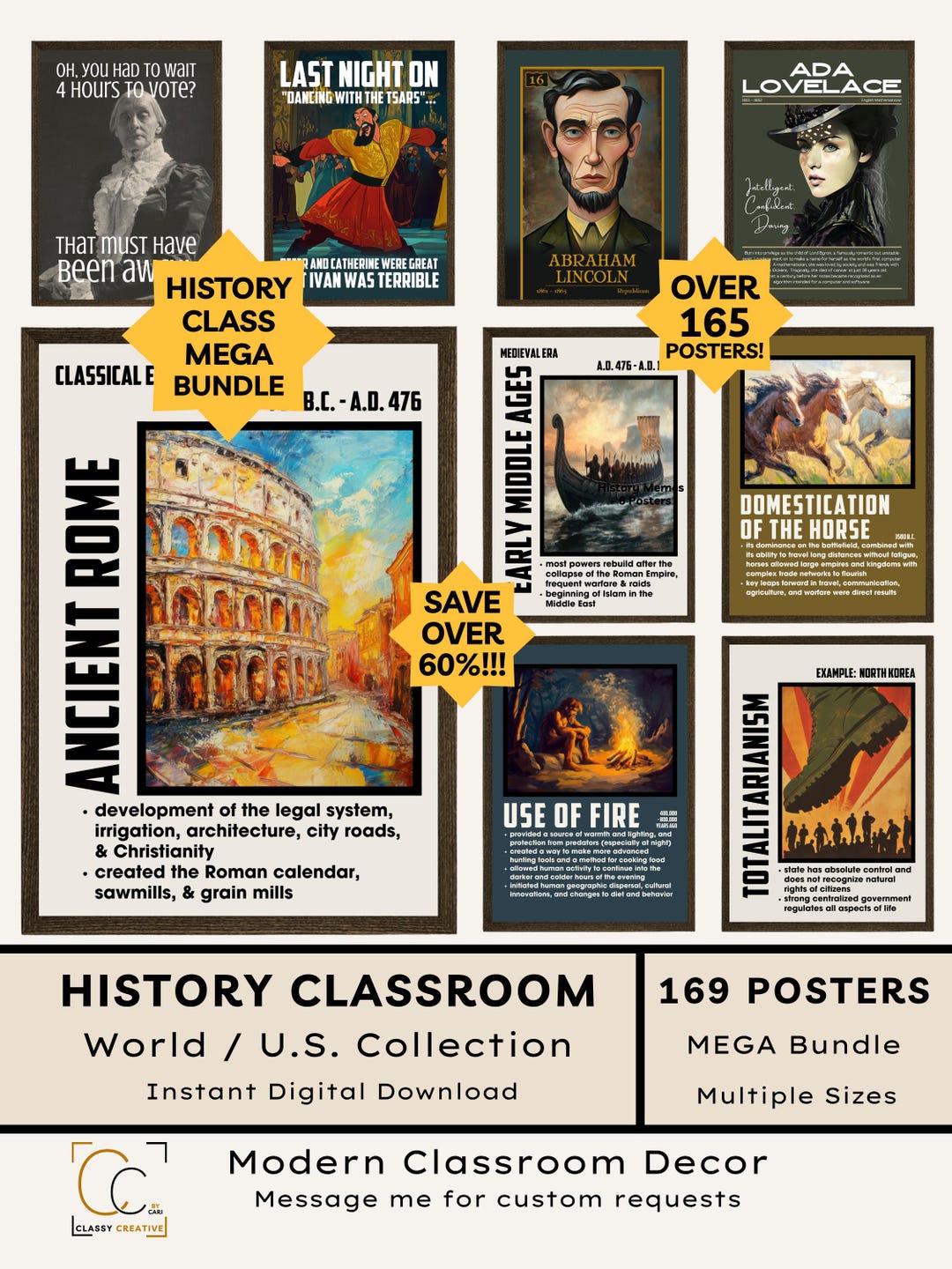History Classroom Poster Bundle: Historical Eras Turning Points in ...