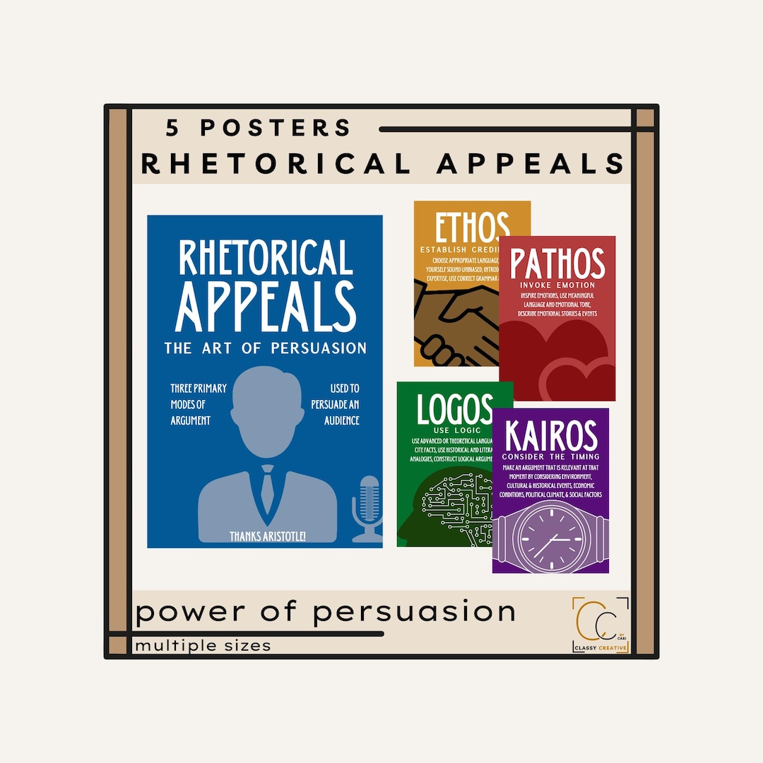 Rhetorical Appeals Posters: Ethos Pathos Logos Kairos High School AP ...