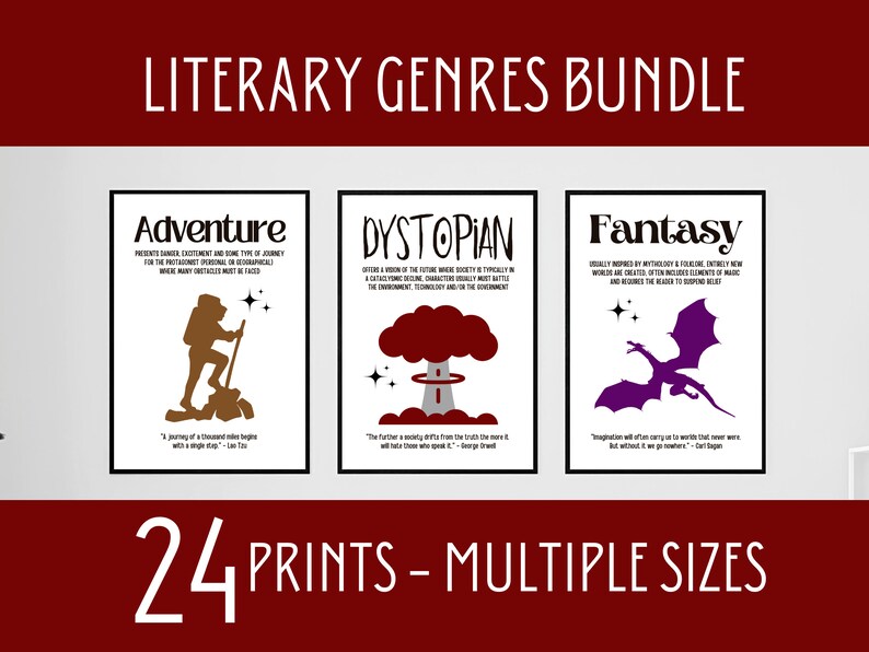 Literary Genres Poster Bundle Literary Prints Novel Genres - Etsy