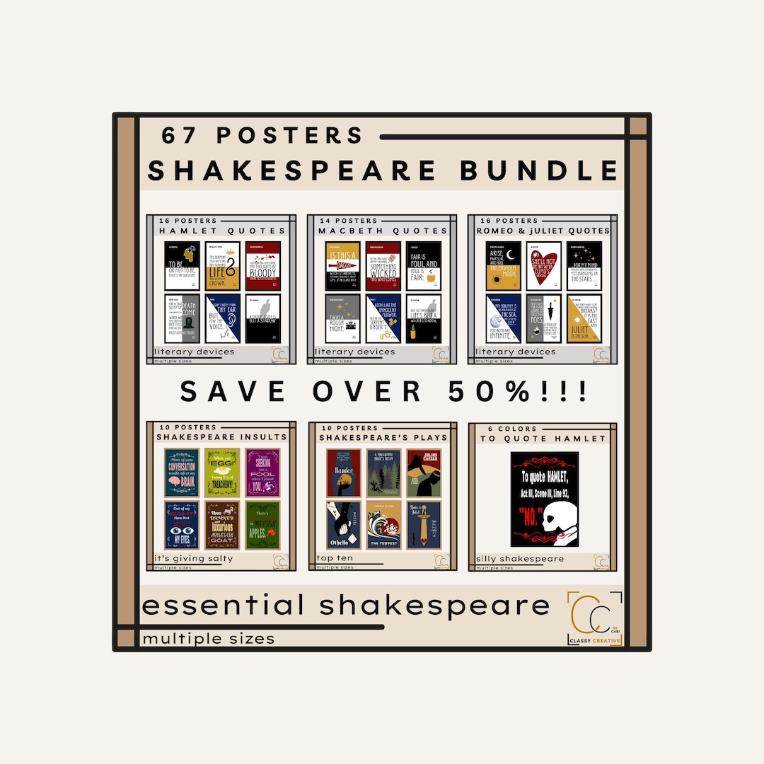 Shakespeare Classroom Poster Bundle: High School English Class Decor ...