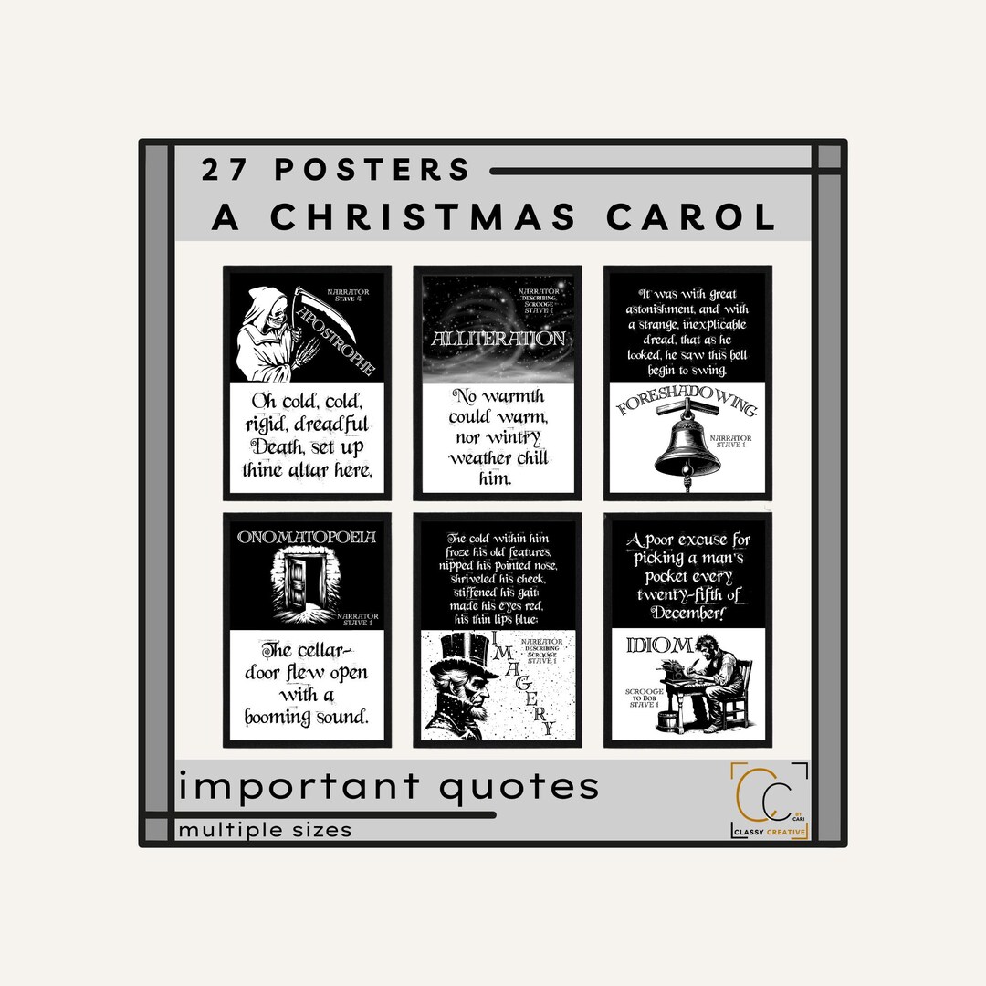 Christmas Carol Classroom Poster Set: Figurative Language, Literary ...