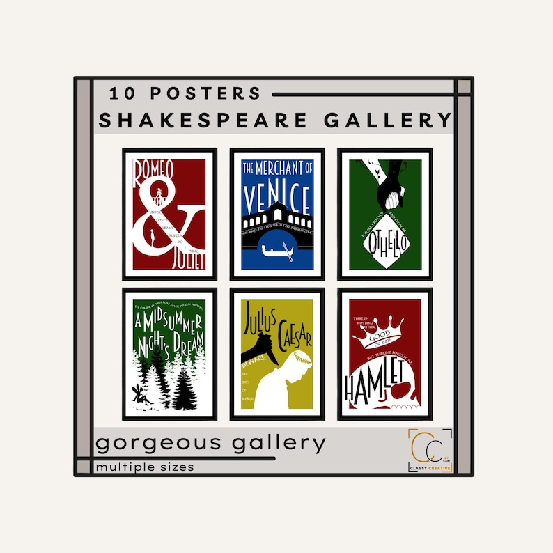 Shakespeare Plays Posters: High School English Classroom Gallery Wall ...