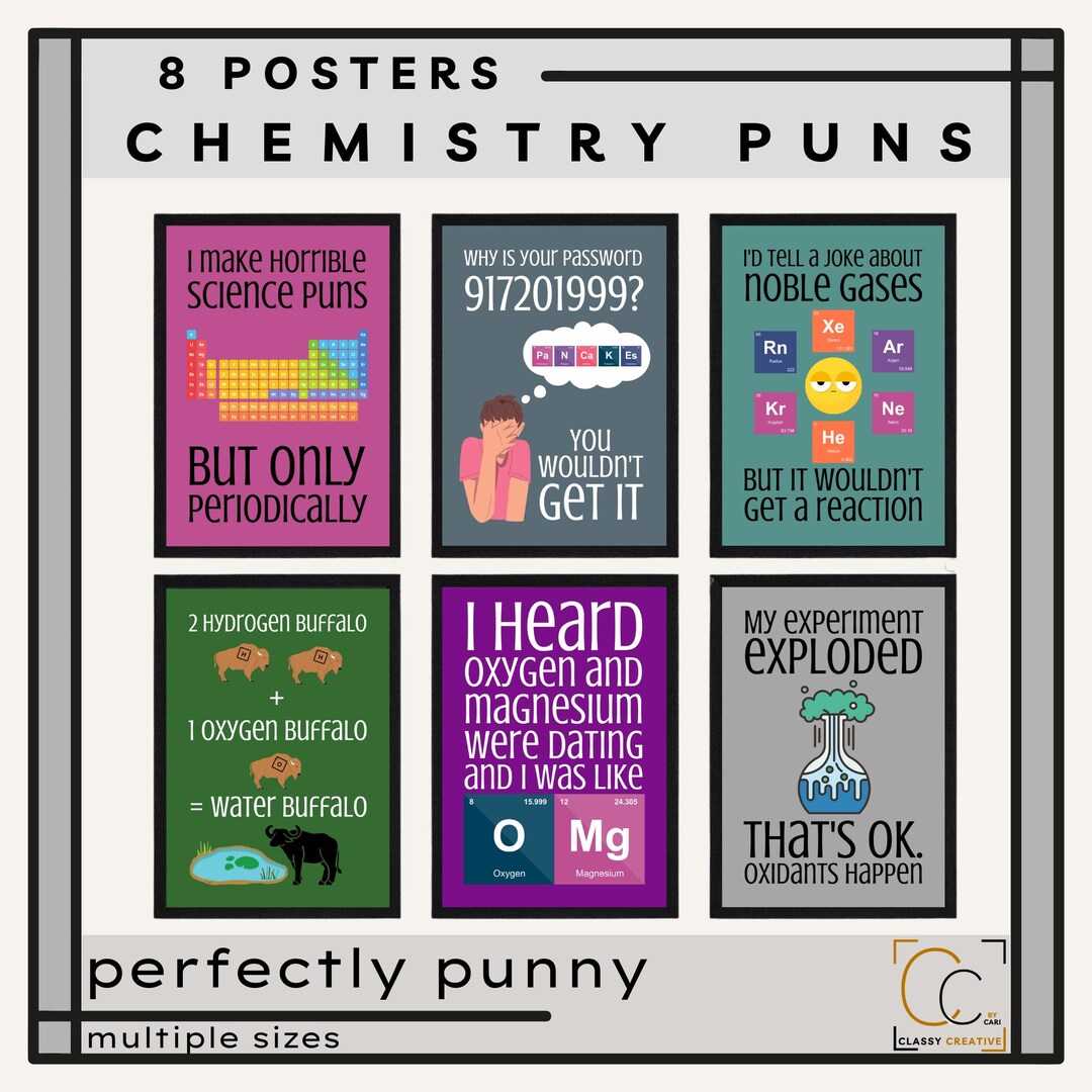 Chemistry Puns Posters: Funny Science Classroom Decor (digital Download ...
