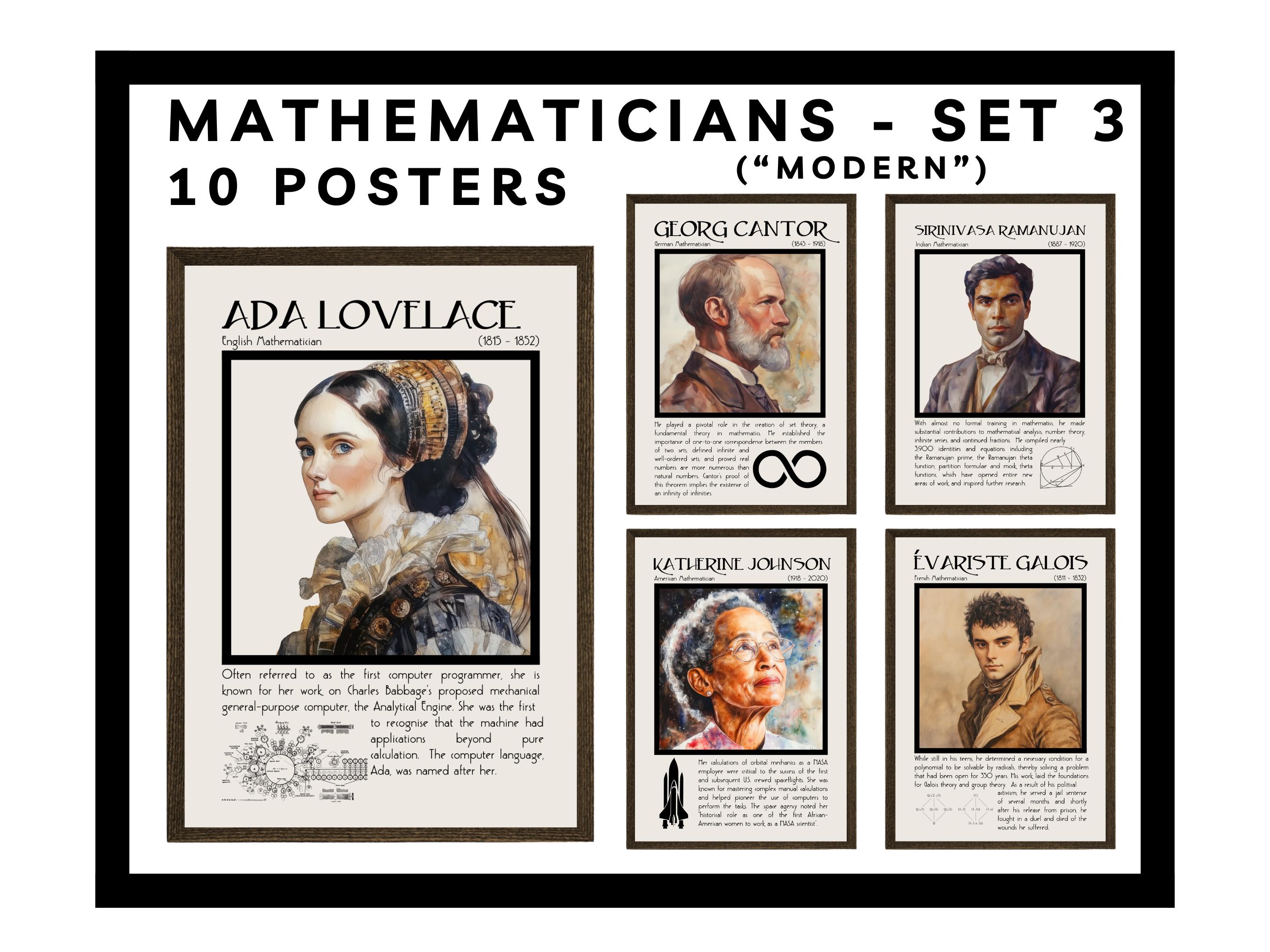 Math Classroom Poster Bundle: Famous & Diverse Mathematicians High ...