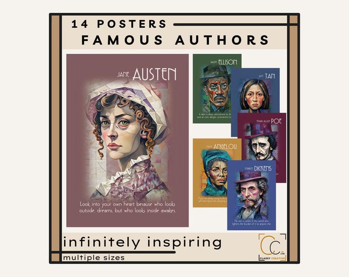 5 Author Quote Posters - High-resolution Digital Files - 40+ Authors ...