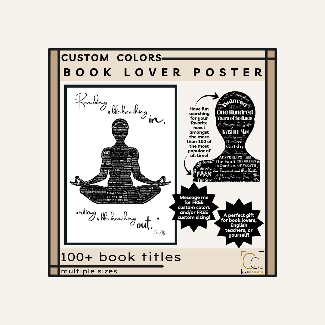 Book Lover Poster: High School English Classroom Decor Popular Book ...