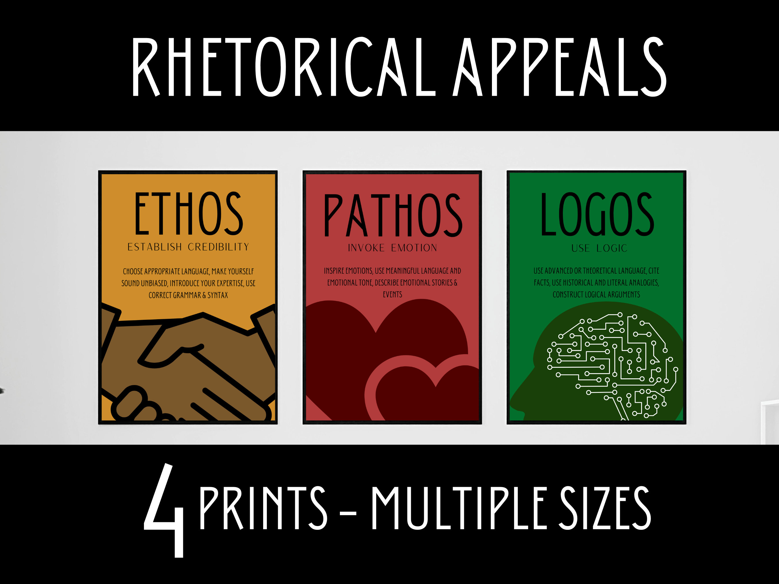 Apelaciones retóricas Ethos Pathos Logos Decoración del - Etsy México