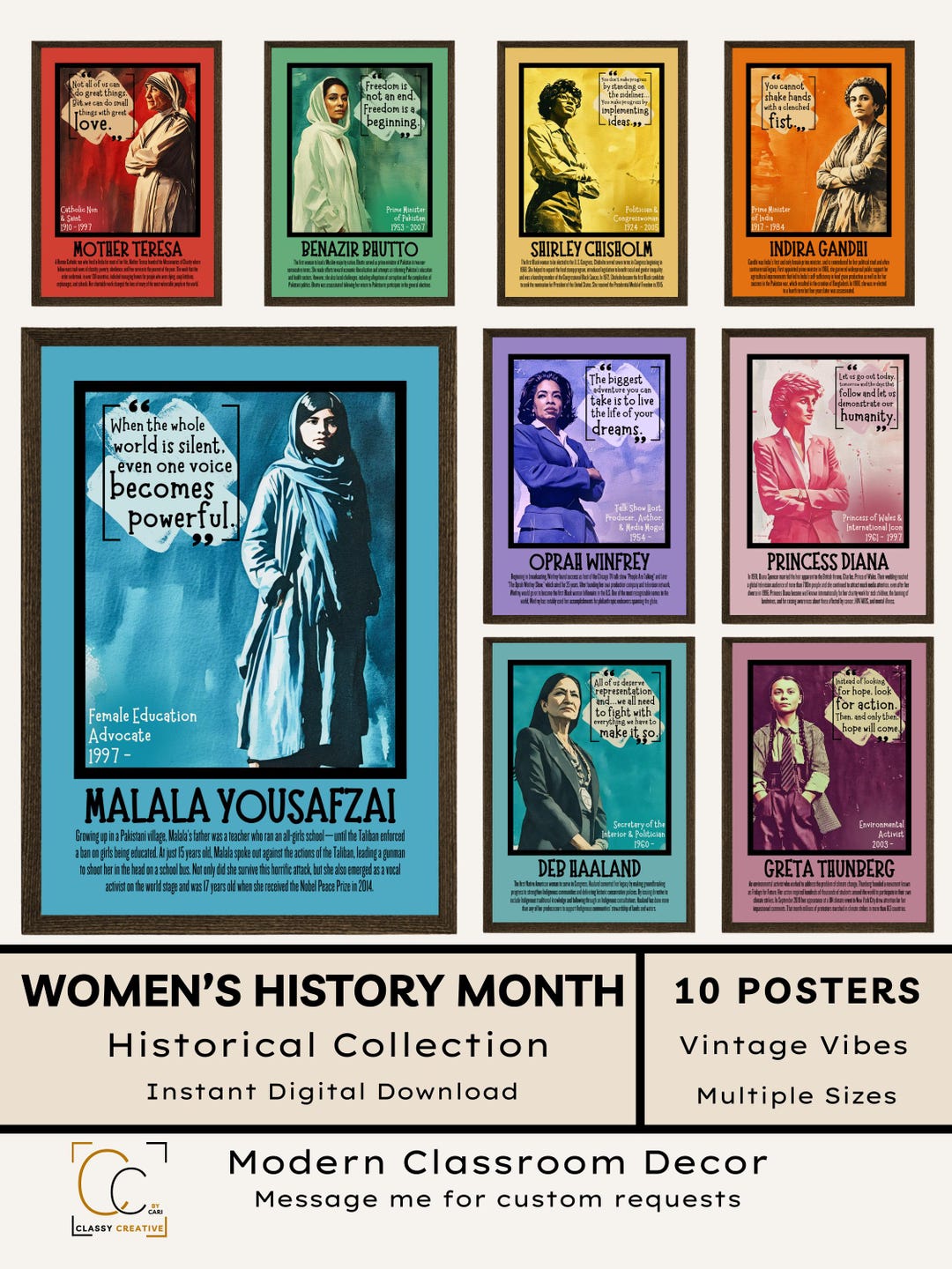 Women's History Month Poster Set 3: Famous Female Leaders Inspiring ...