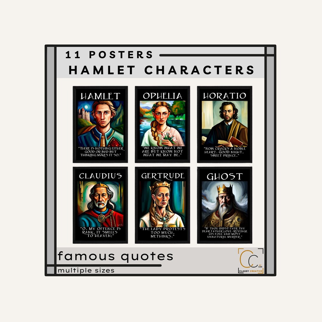 Hamlet Character Quote Posters: Shakespeare Classroom Decor (digital ...