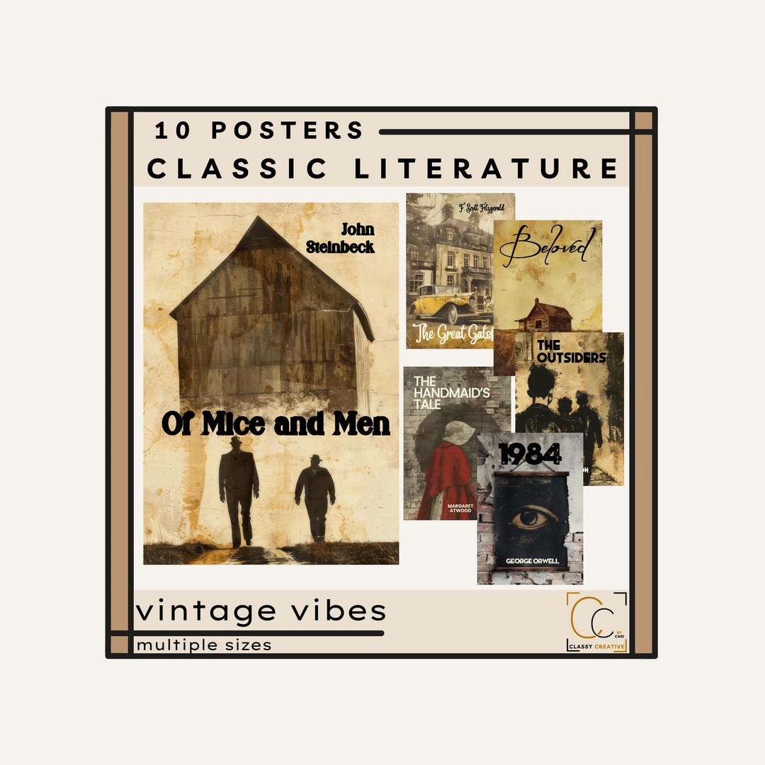 Classic Literature Posters: High School English Classroom Decor Vintage ...